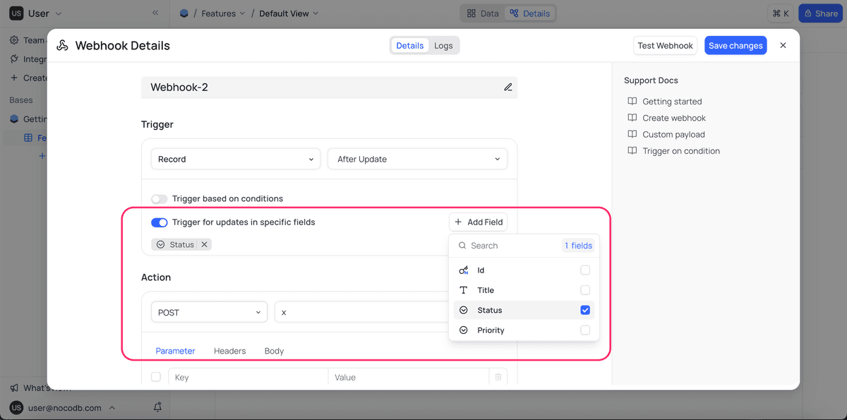 Create webhook