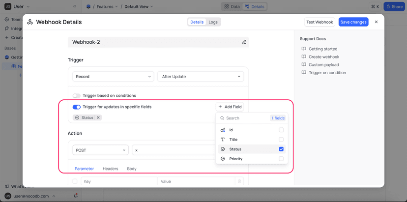 Create webhook