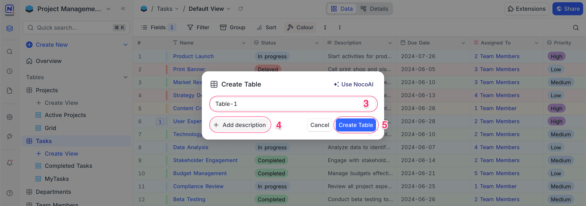 Create table